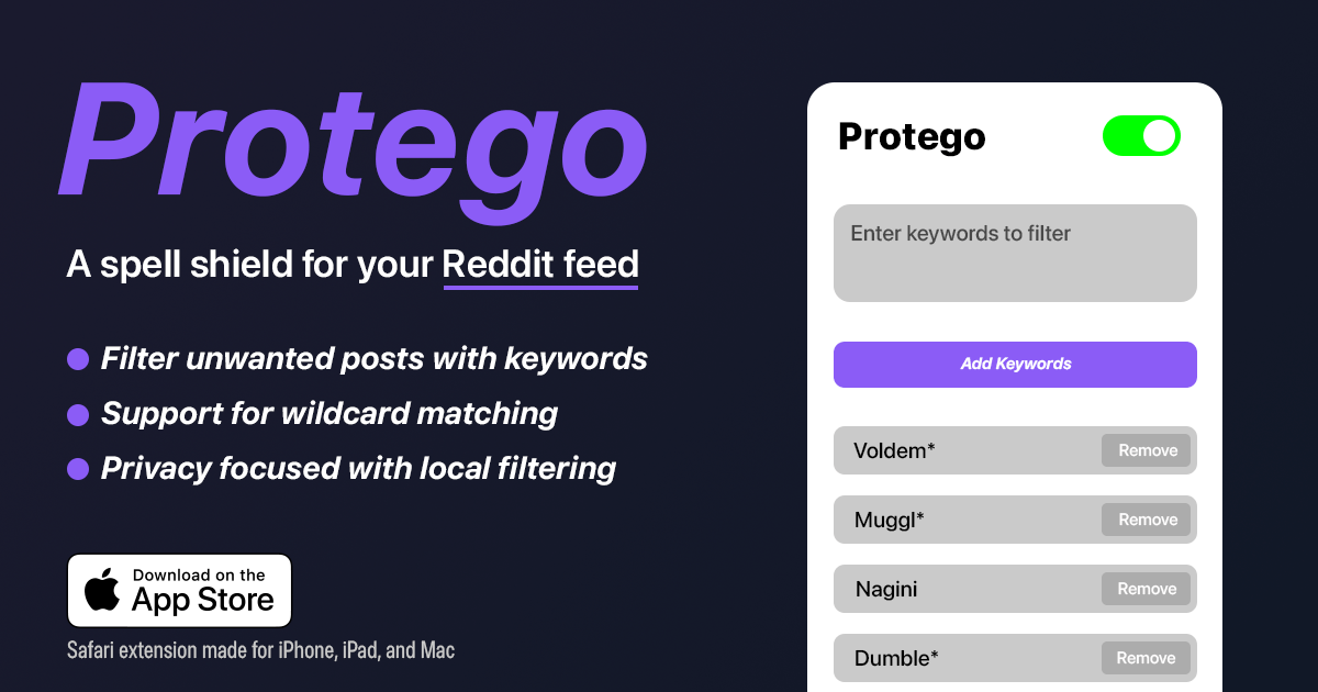 Protego - Reddit Content Filter for Safari